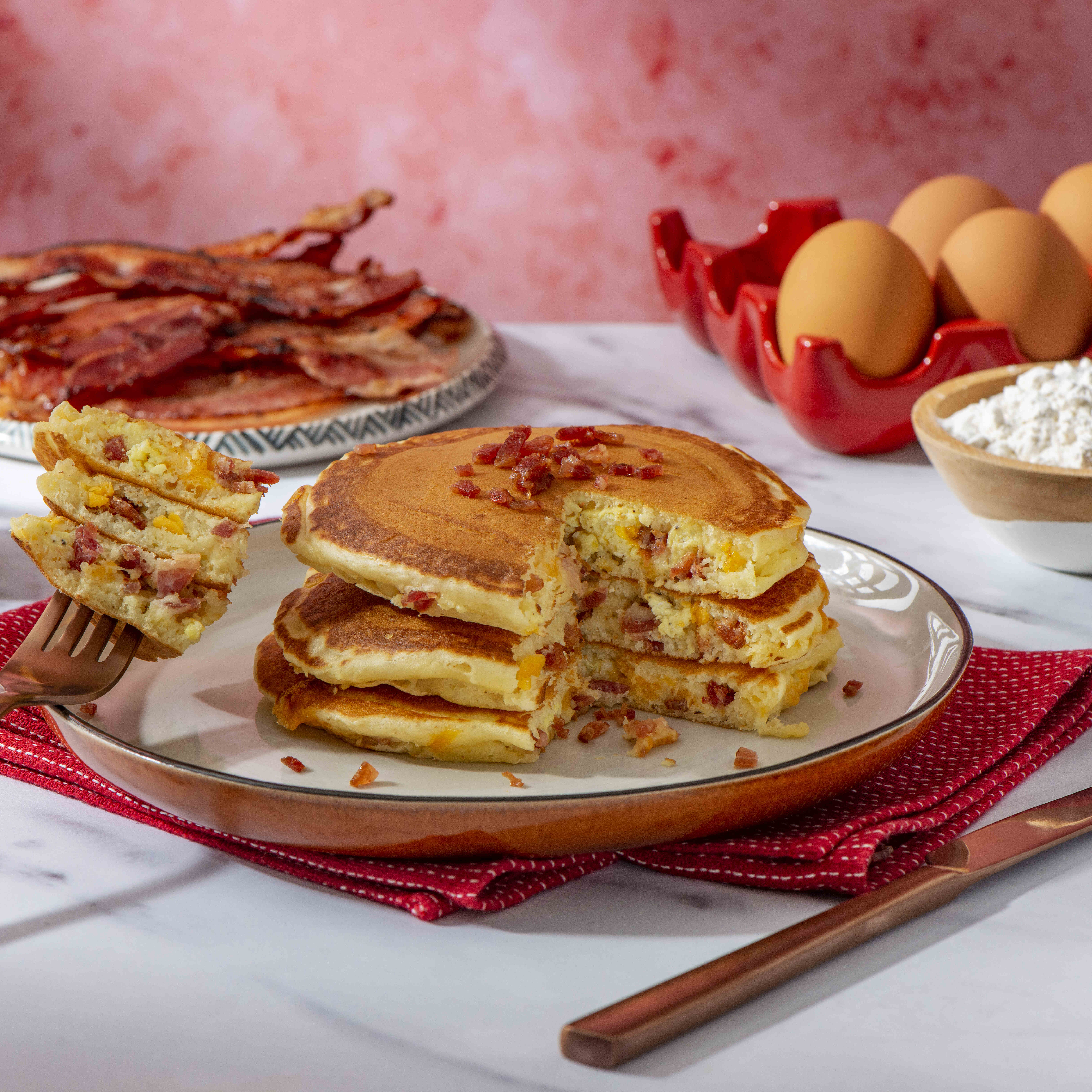 Pearl Milling Company™ Bacon and Egg–Stuffed Pancakes | FLVR
